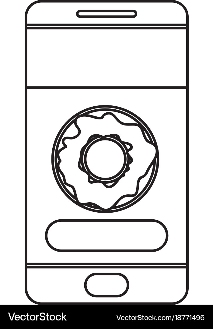 Smartphone with food app donut icon Royalty Free Vector