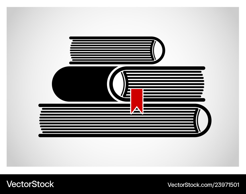 A stack of stacked books logo or emblem black Vector Image