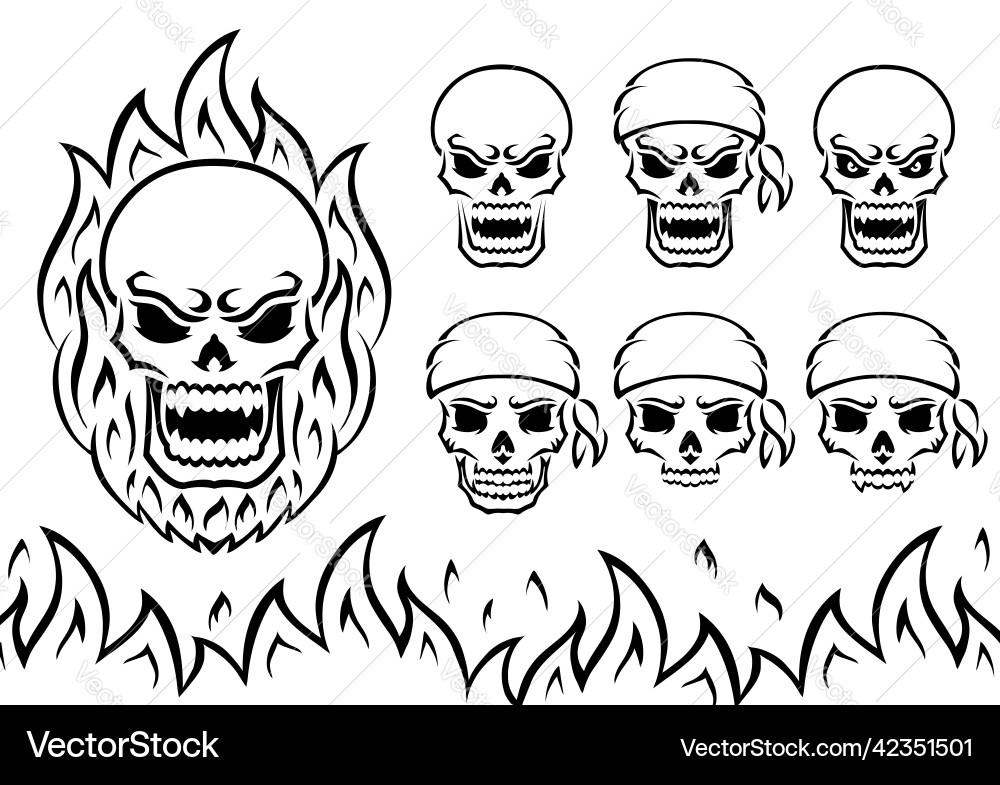 Angry skull outline silhouette design element Vector Image
