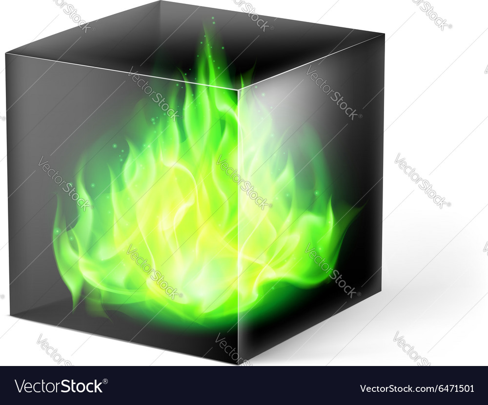 Cube with fire flames Royalty Free Vector Image