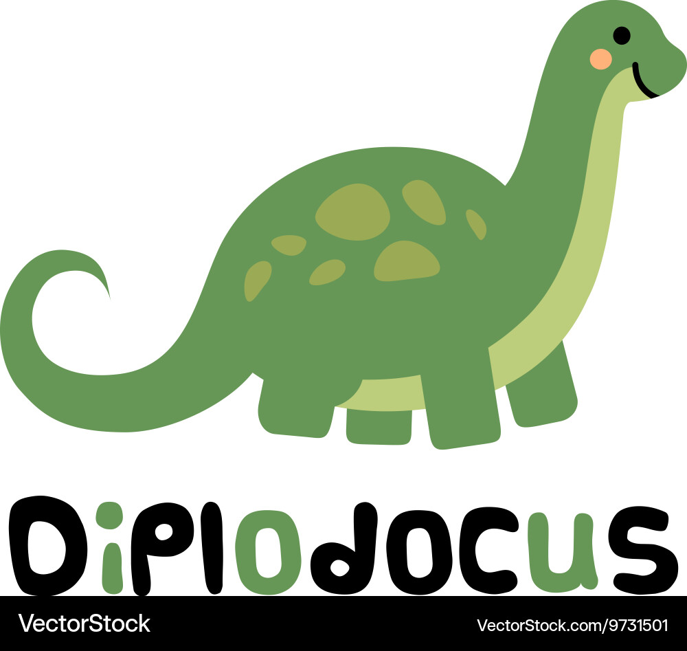 Cute cartoon smiling diplodocus isolated on white Vector Image
