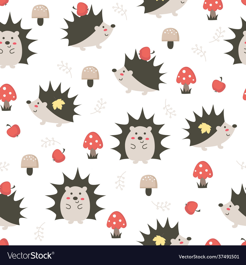 Cute funny hedgehogs pattern Royalty Free Vector Image