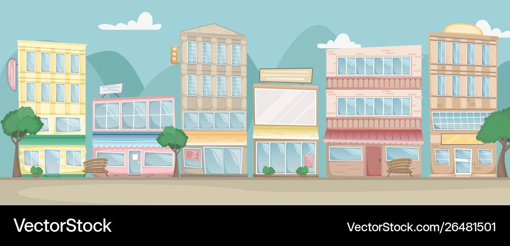 Flat city landscape street Royalty Free Vector Image