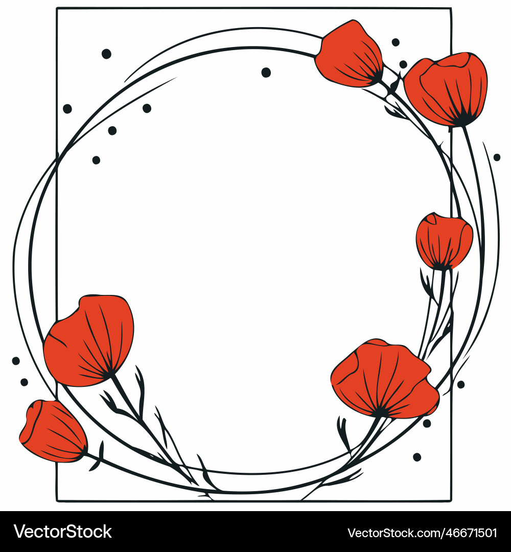 Frame with red poppy flowers Royalty Free Vector Image