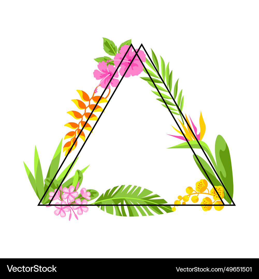 Frame with tropical flowers decorative exotic Vector Image