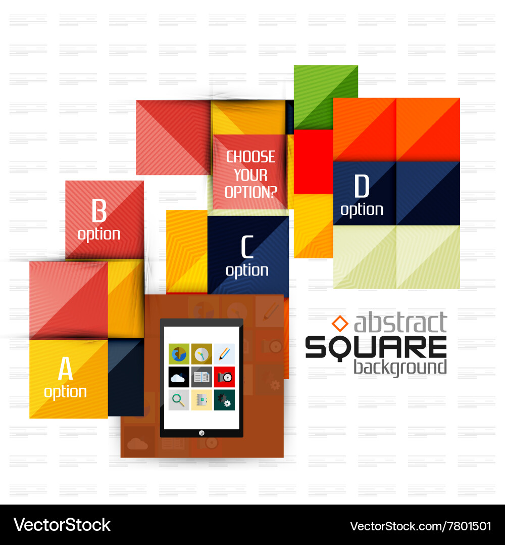 Geometric square shapes and infographic option Vector Image