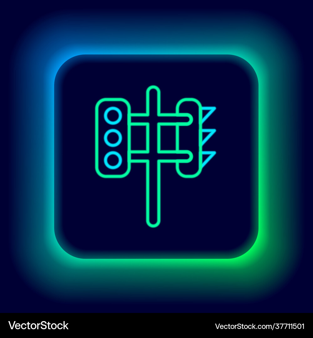 Glowing neon line traffic light icon isolated Vector Image