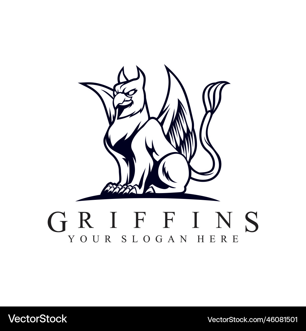 Griffin black and white vintage template Vector Image