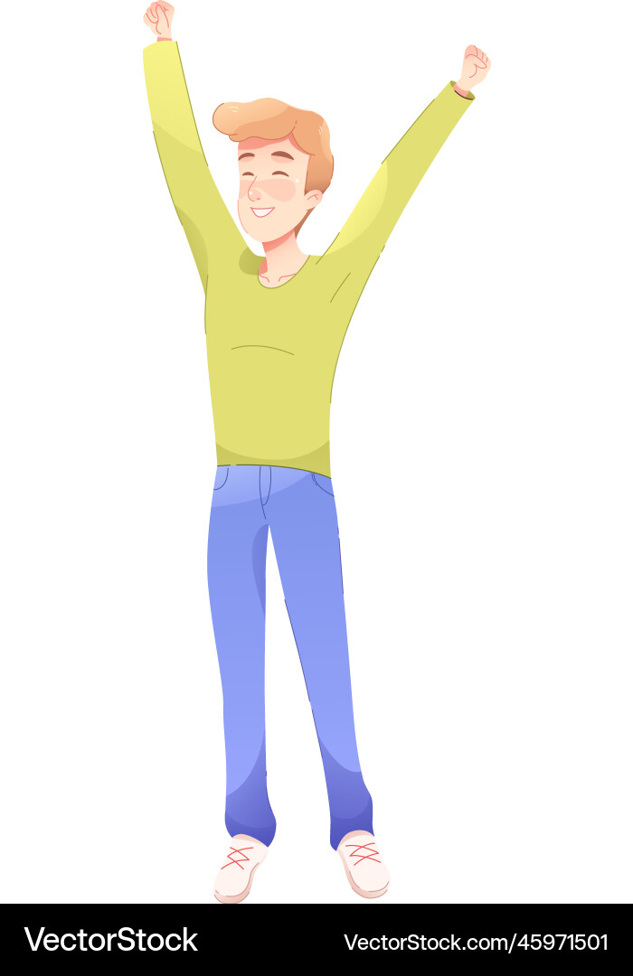 Happy man character rejoicing and cheering Vector Image
