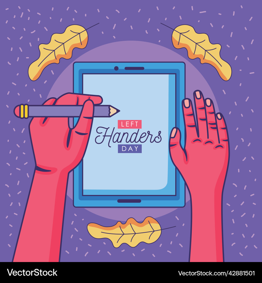 Left handers day lettering poster Royalty Free Vector Image