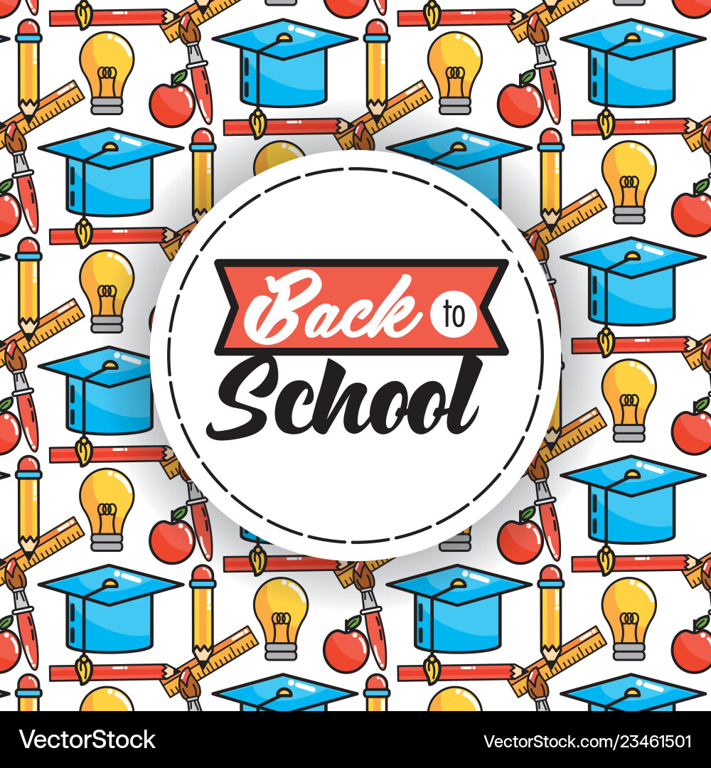 Pencil with graduation cap and bulb idea Vector Image