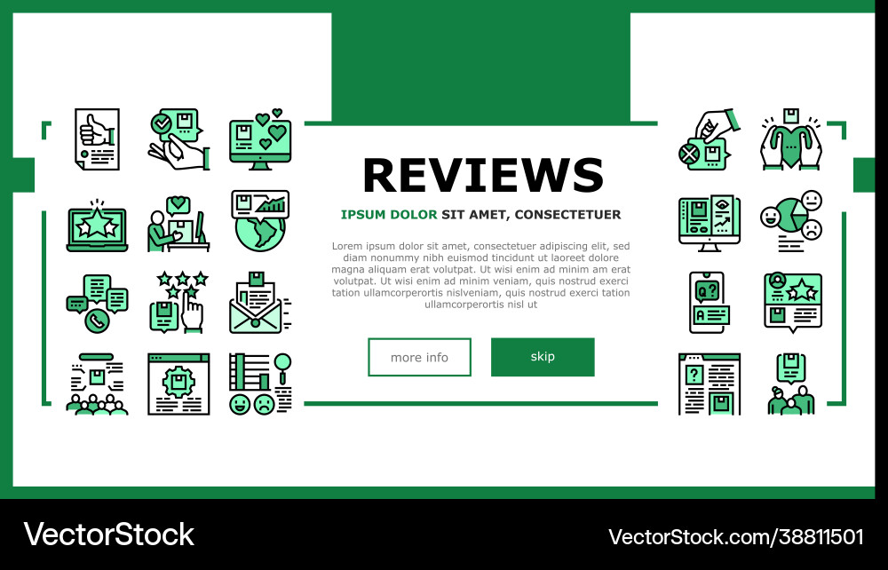Reviews of customer landing header Royalty Free Vector Image