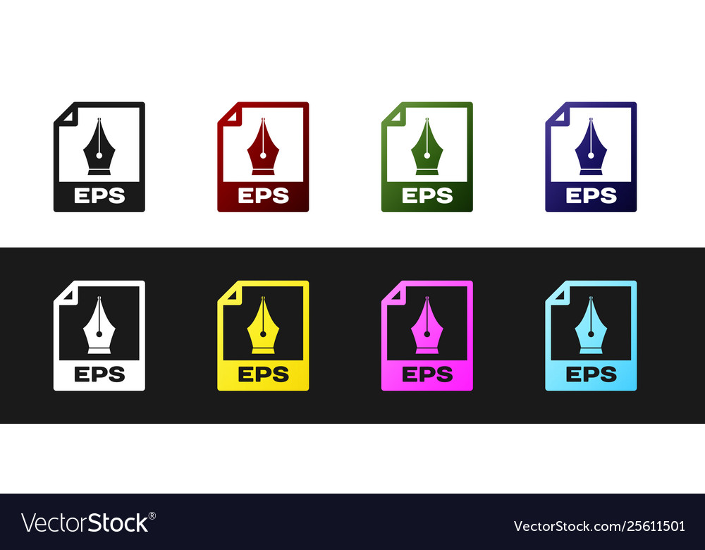 Set eps file document icon download eps button Vector Image Set eps file document icon download eps button Vector Image