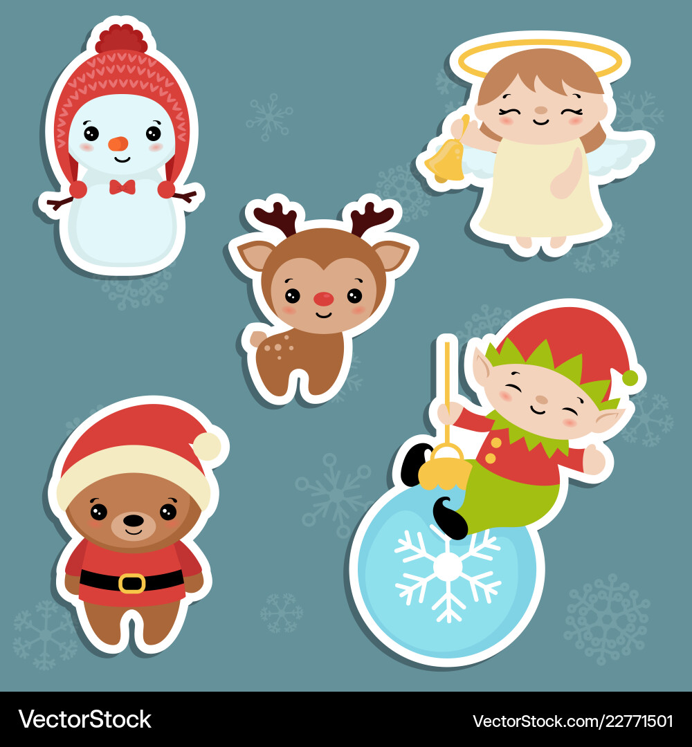 Set of christmas characters Royalty Free Vector Image