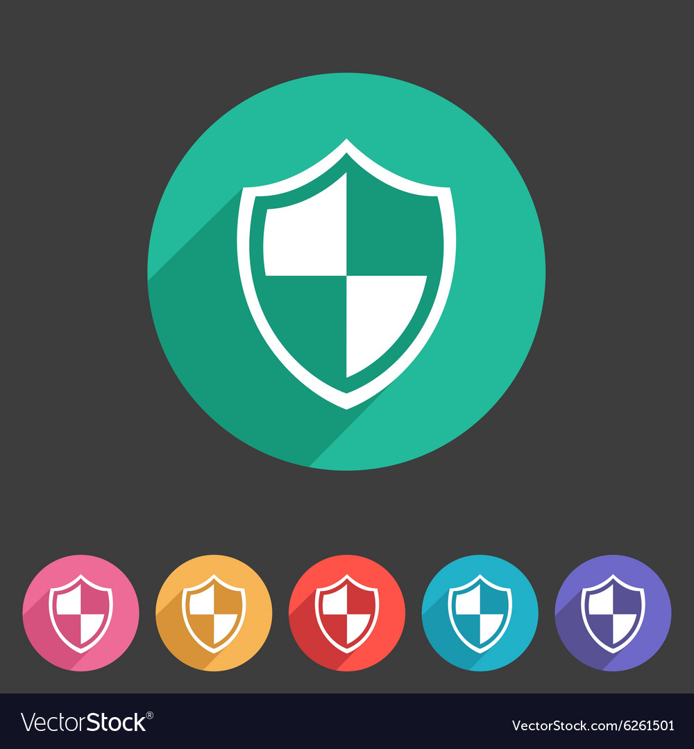 Shield icon flat web sign symbol logo label set Vector Image
