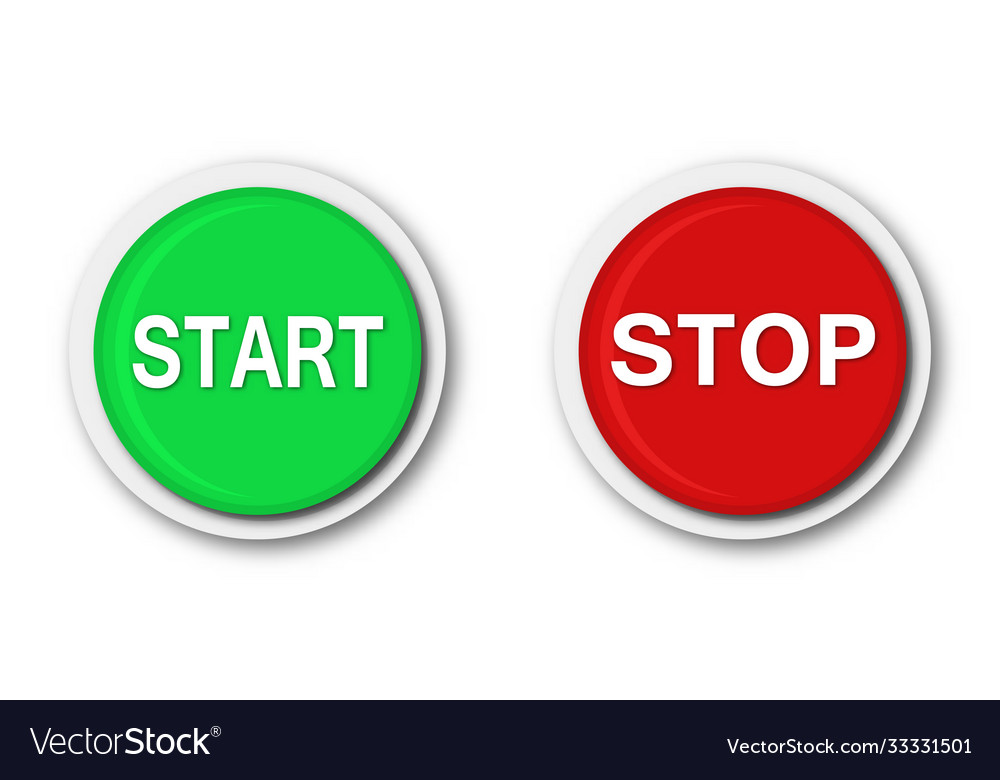Start and stop buttons round buttons Royalty Free Vector