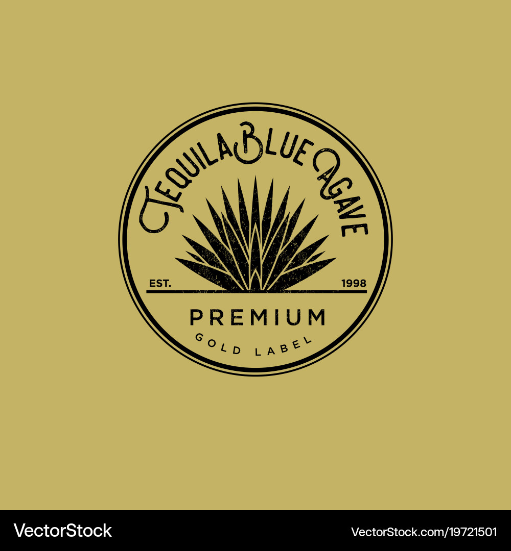 Tequila logo and gold tequila label Royalty Free Vector