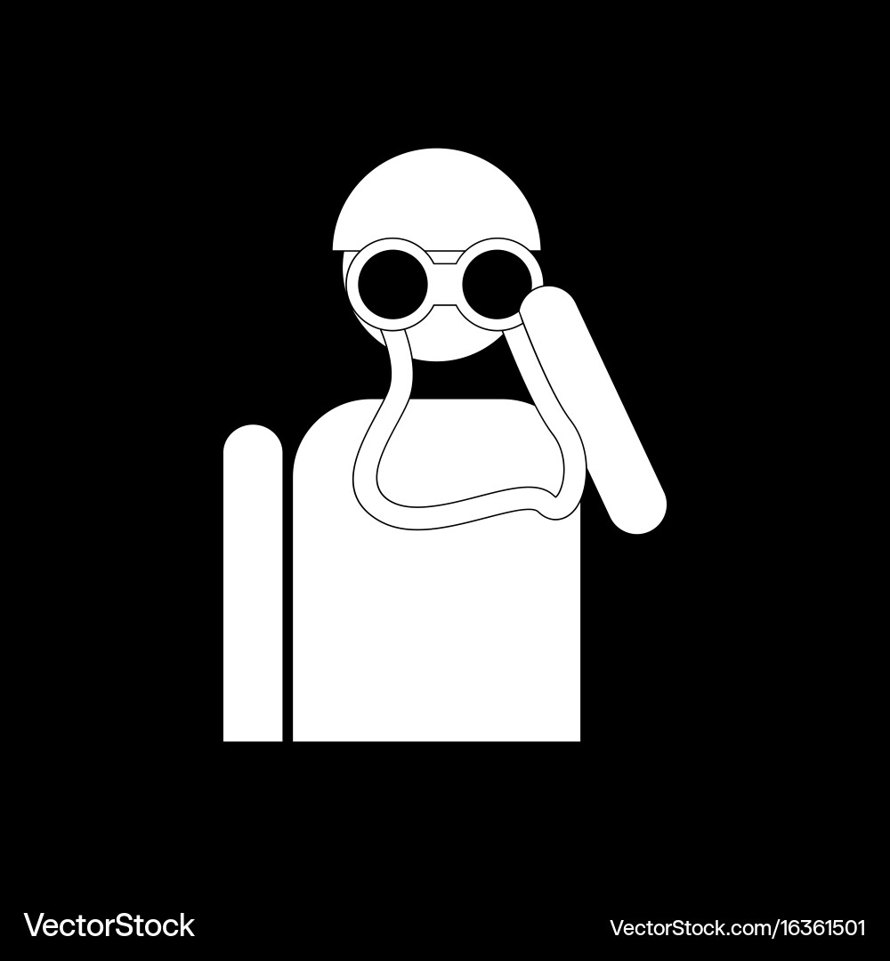 White icon on black background soldier with Vector Image