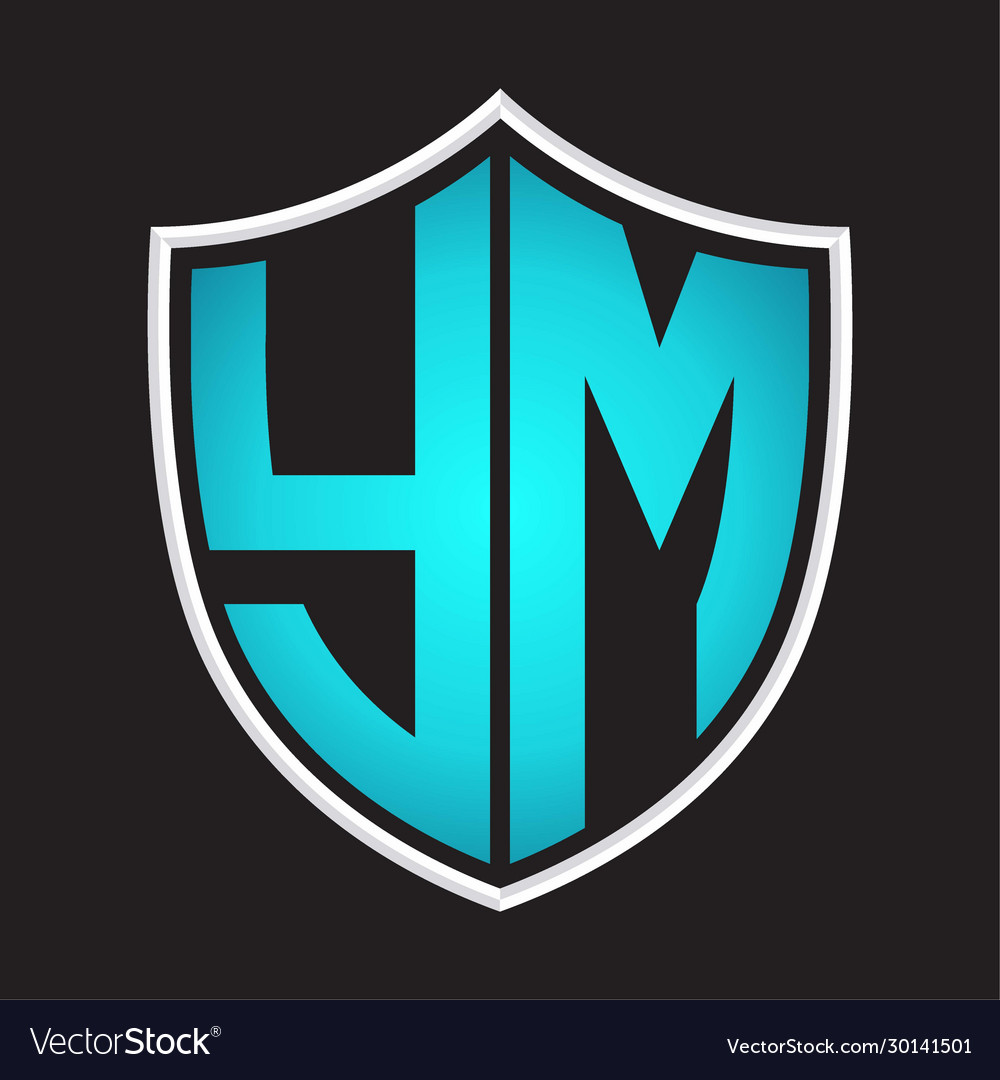 Ym logo monogram with shield shape isolated blue Vector Image
