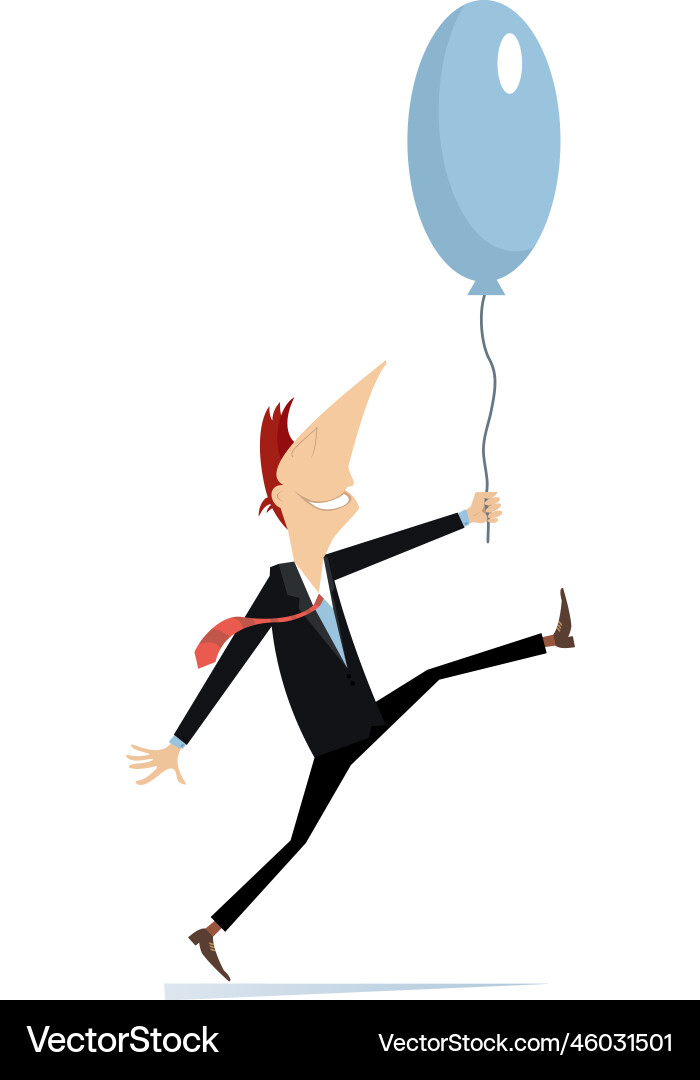 Young man holding an air balloon Royalty Free Vector Image