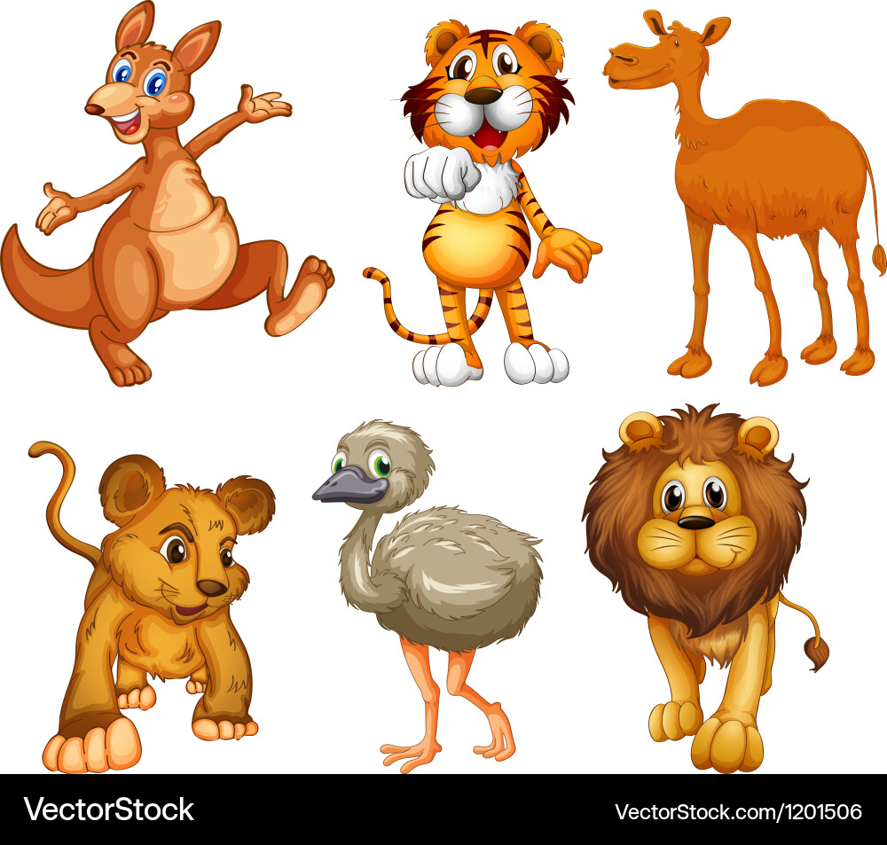 A group of wild animals Royalty Free Vector Image