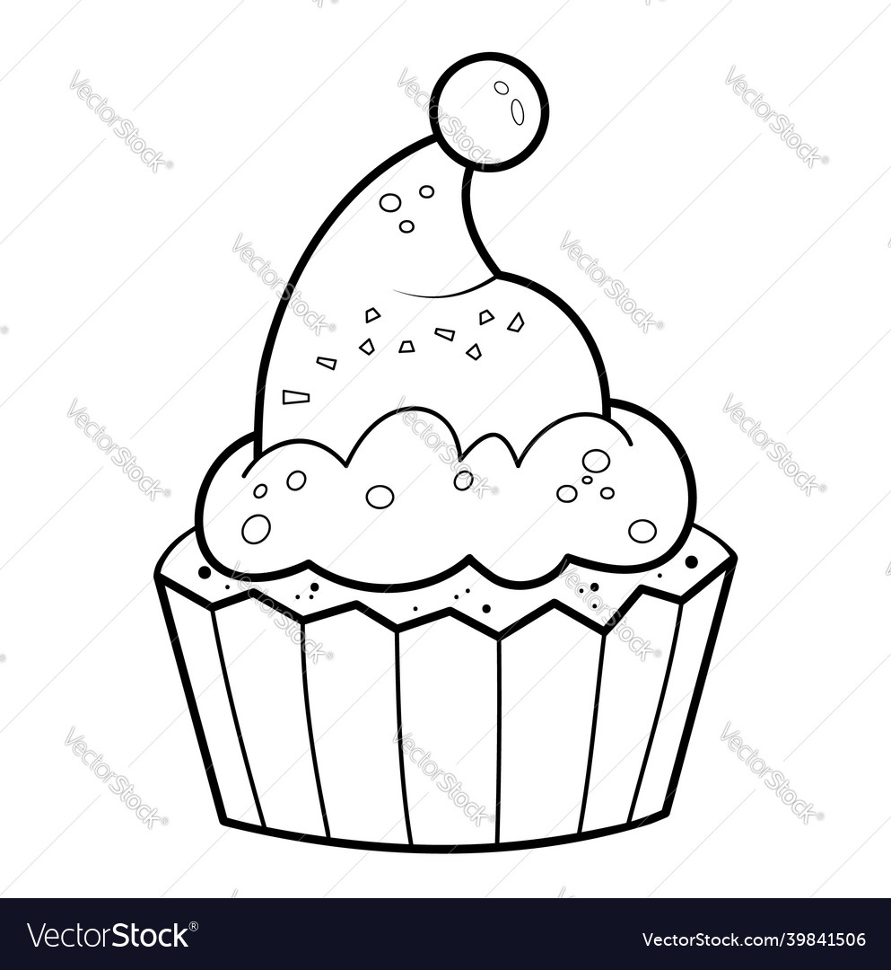 Christmas coloring book or page cake Royalty Free Vector