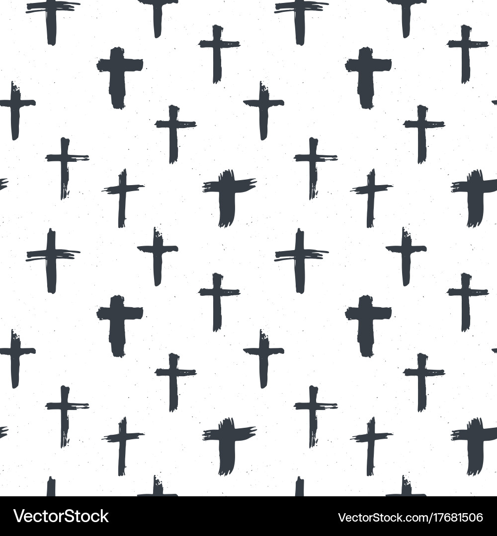 Cross symbols seamless pattern grunge hand drawn Vector Image