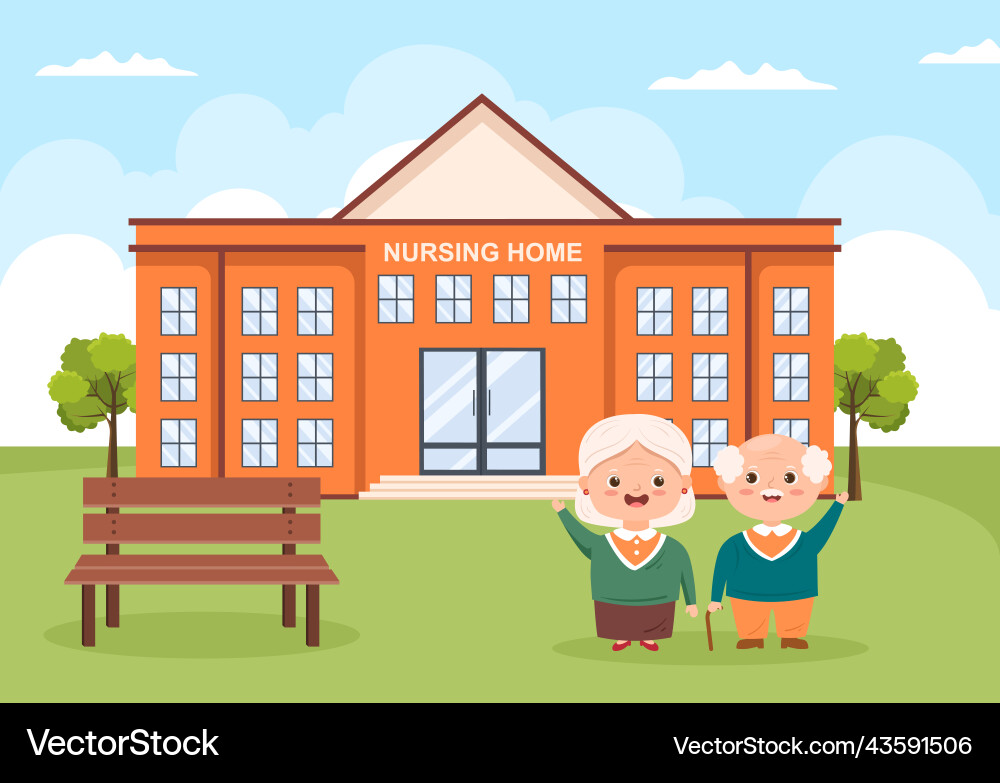 Elderly care services hand drawn cartoon flat Vector Image