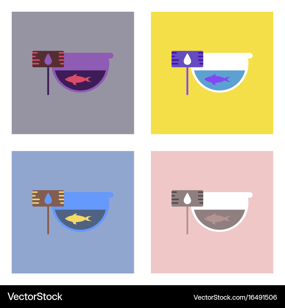 Flat icon design collection fish in an aquarium Vector Image