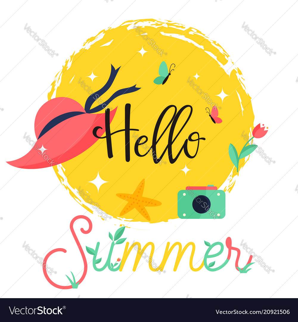 Hello summer bright poster banner Royalty Free Vector Image