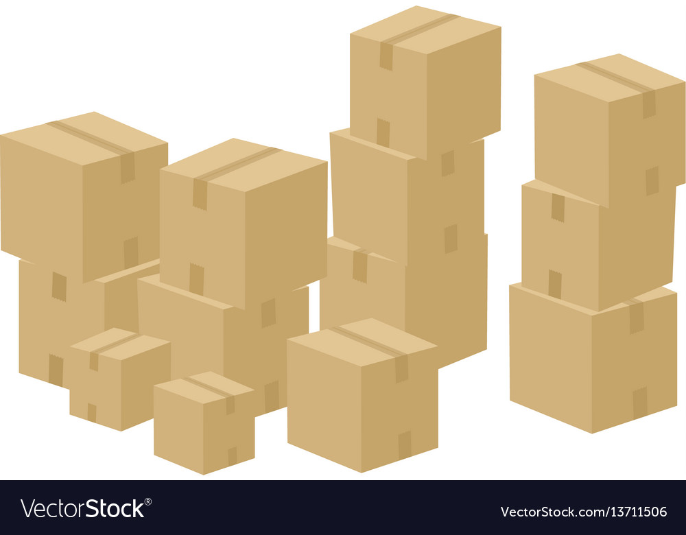Pile Of Cartoon Boxes Royalty Free Vector Image