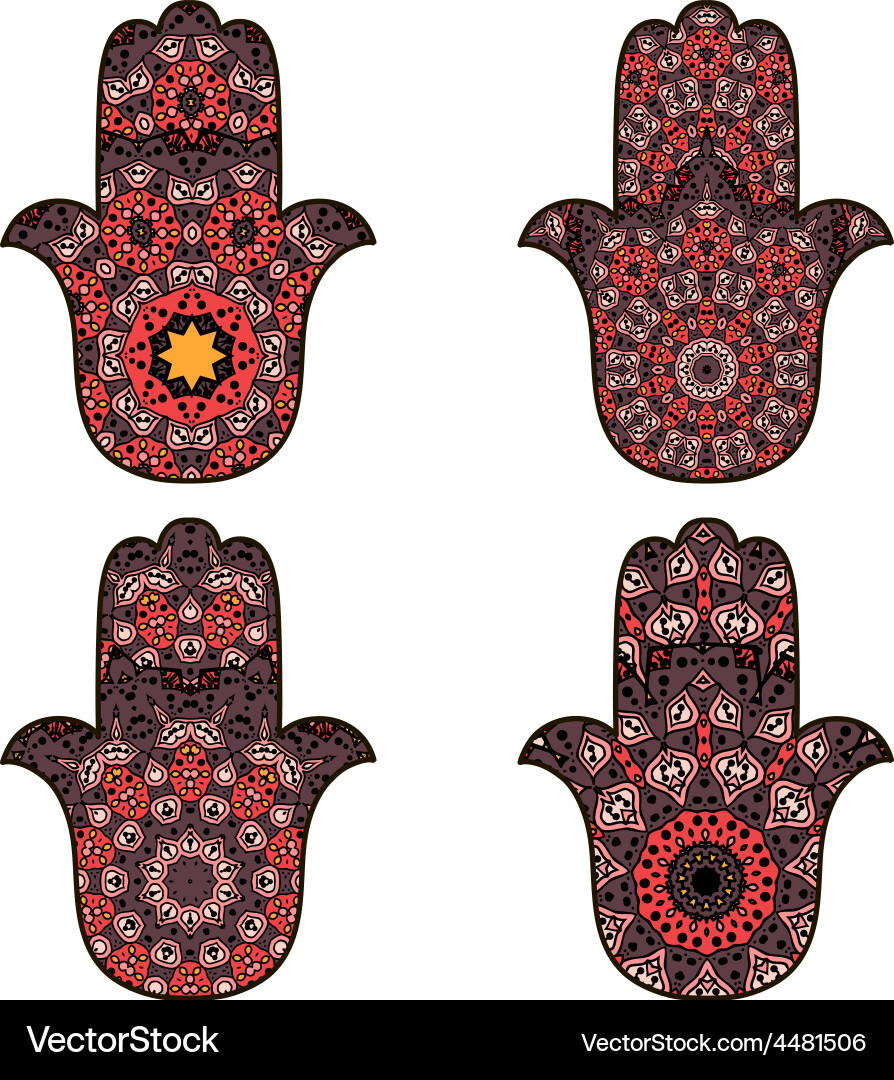 Set of orange-brown hamsa Royalty Free Vector Image