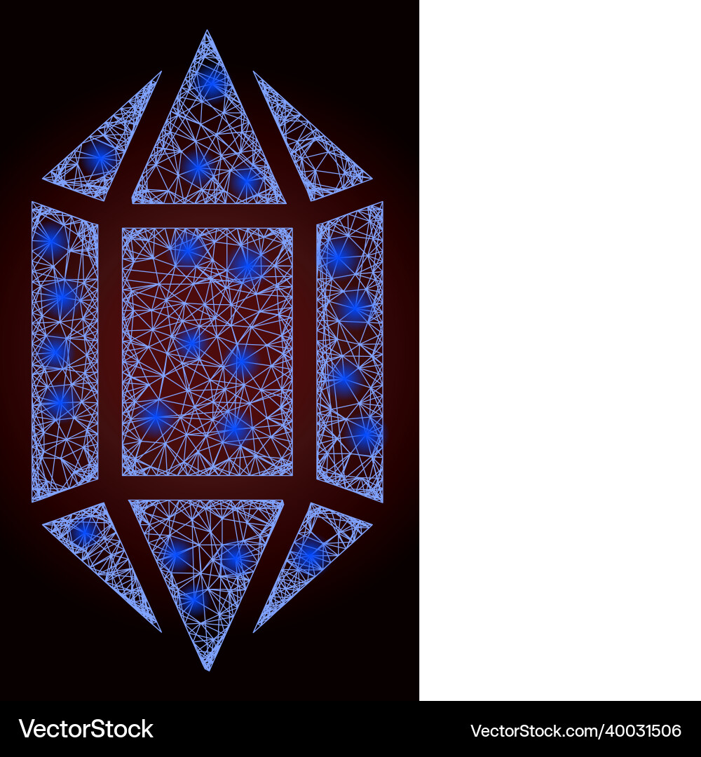 Shiny network mesh crystal with glare spots Vector Image