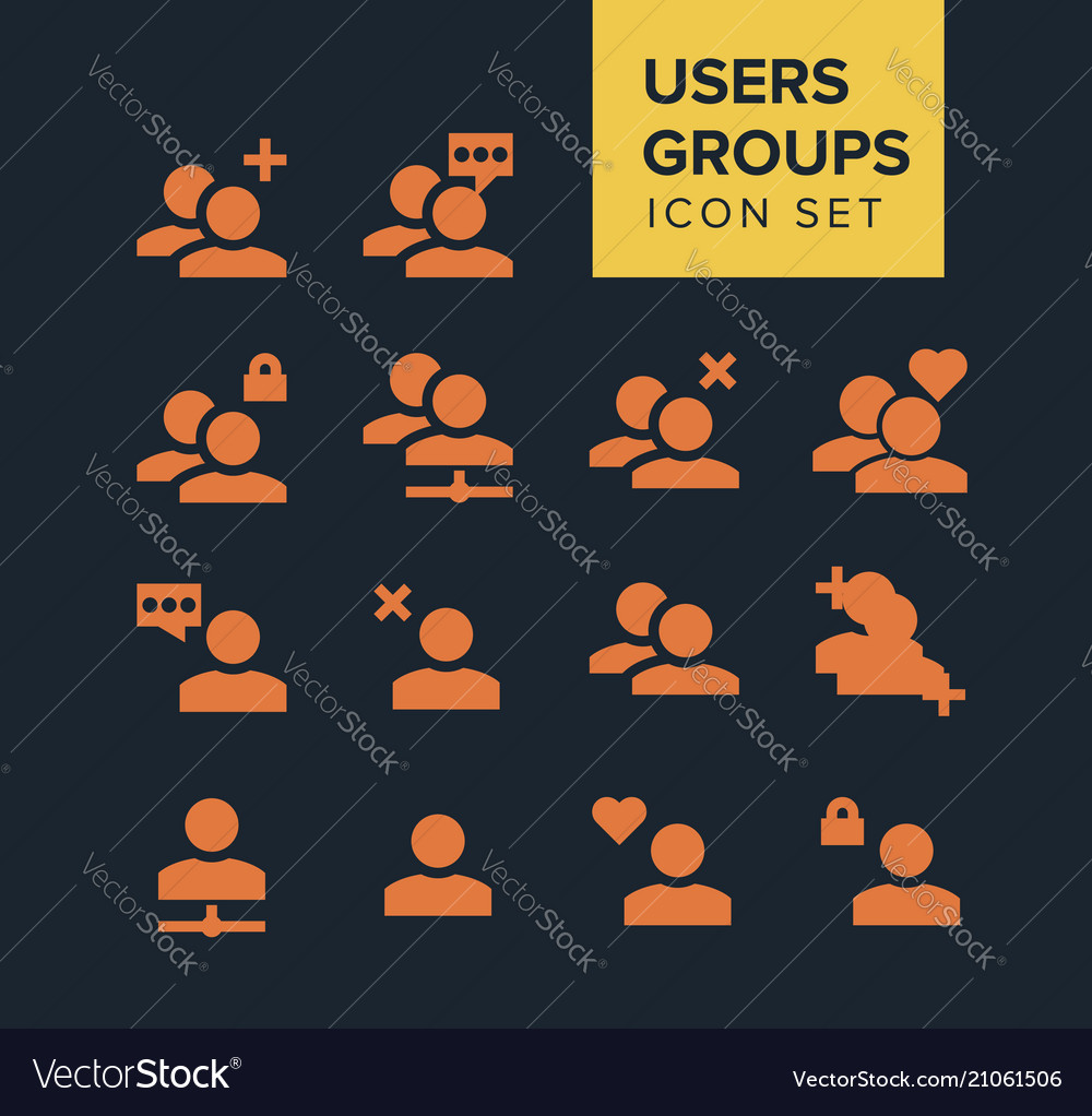 Users and groups icon set Royalty Free Vector Image