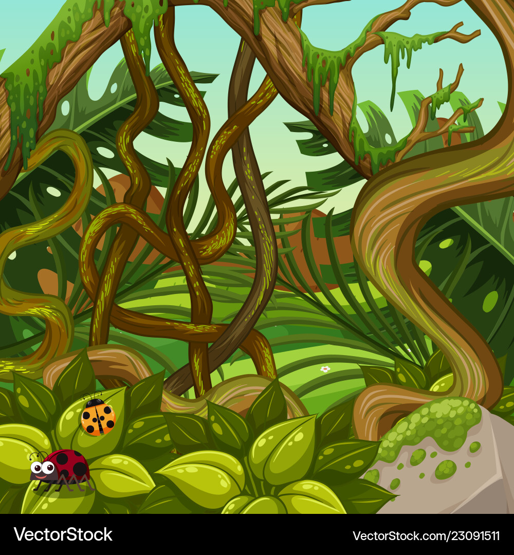 A green jungle landscape Royalty Free Vector Image