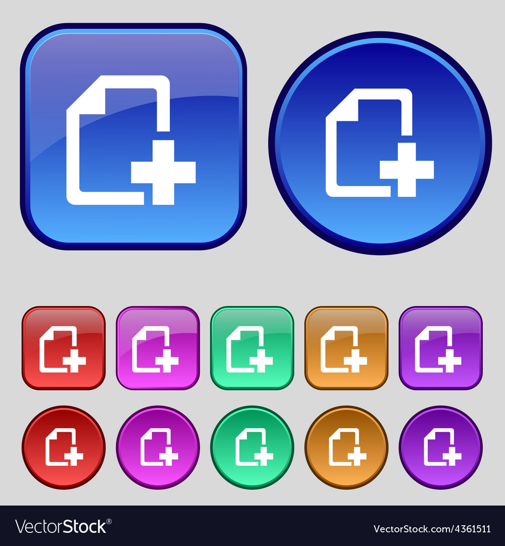 Add file document icon sign a set of twelve Vector Image