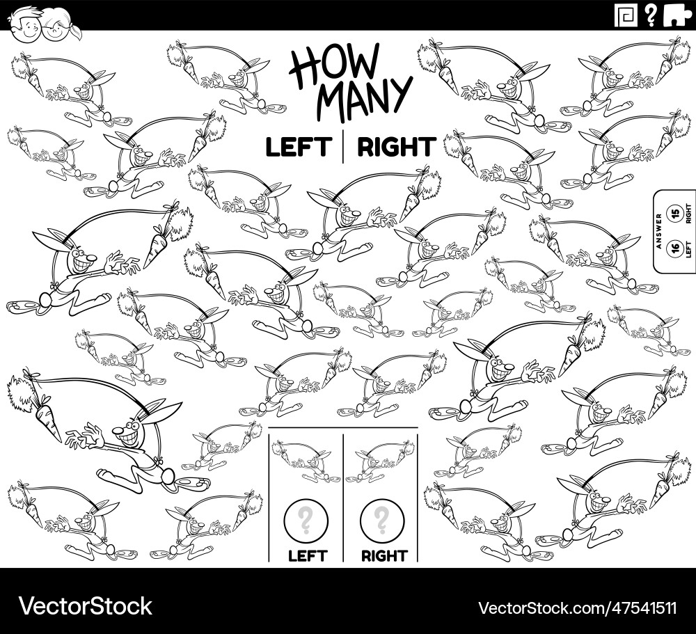 Counting pictures of comic rabbit chasing Vector Image