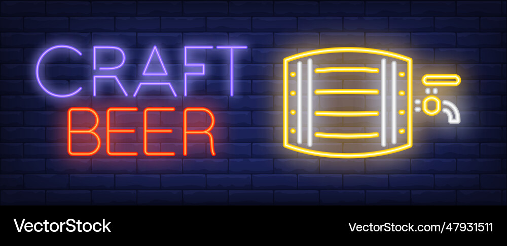 Craft beer neon sign Royalty Free Vector Image