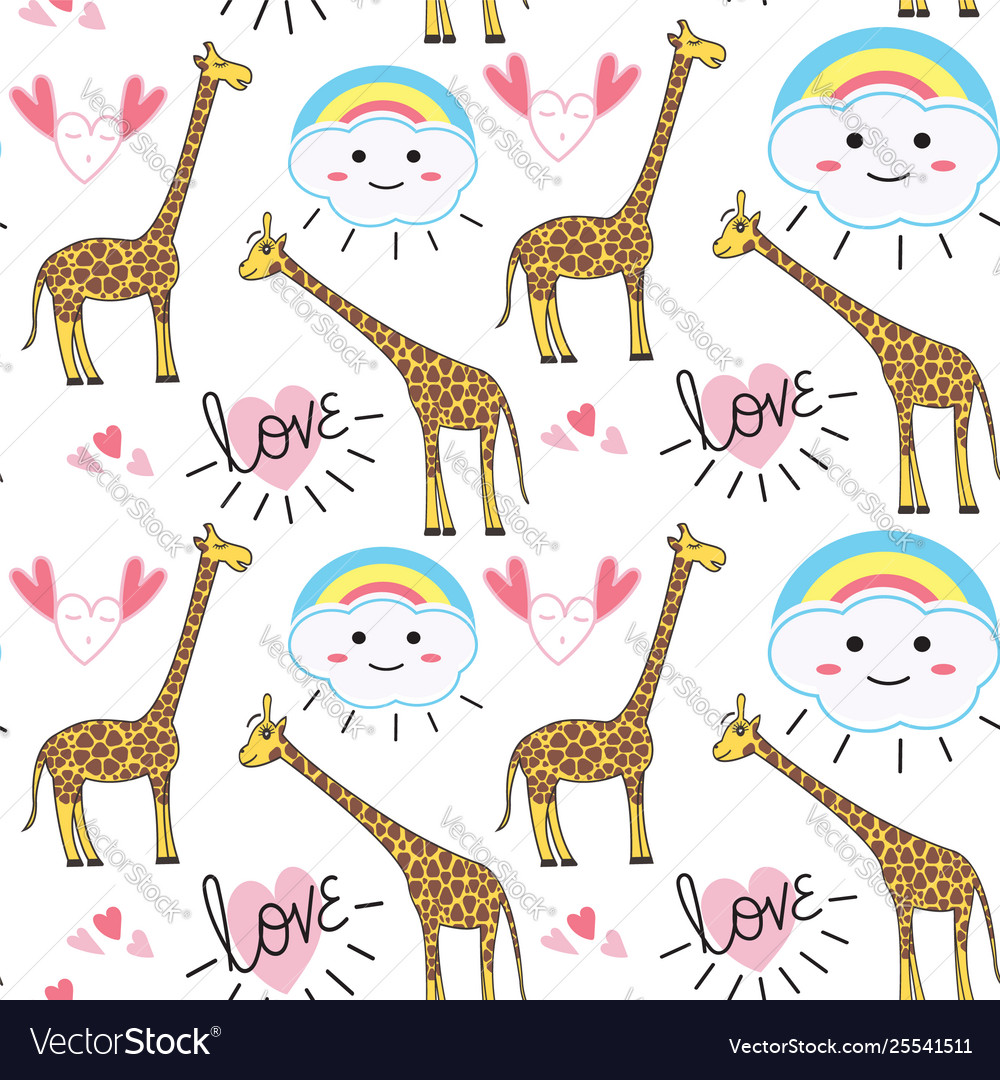 Cute giraffe seamless pattern Royalty Free Vector Image