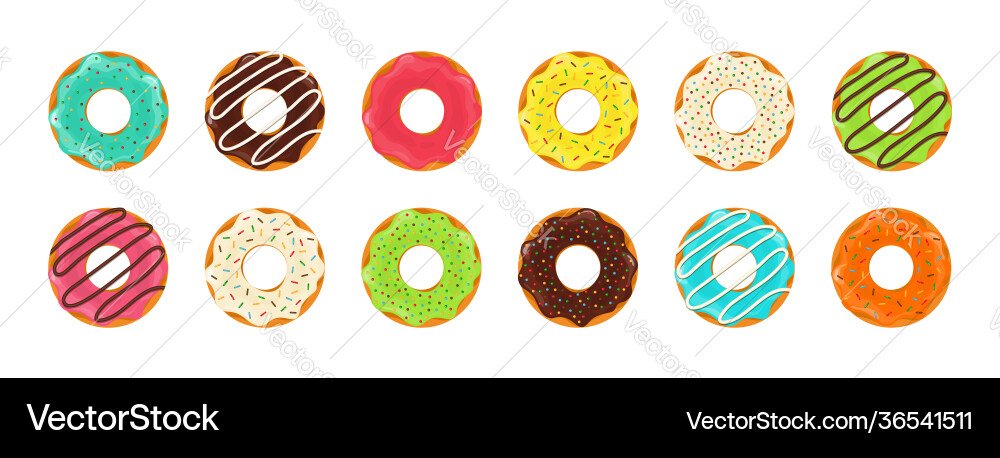 Donut and cupcake doughnut with chocolate Vector Image