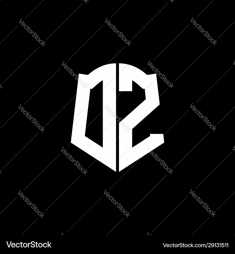Dz monogram letter logo ribbon with shield style Vector Image