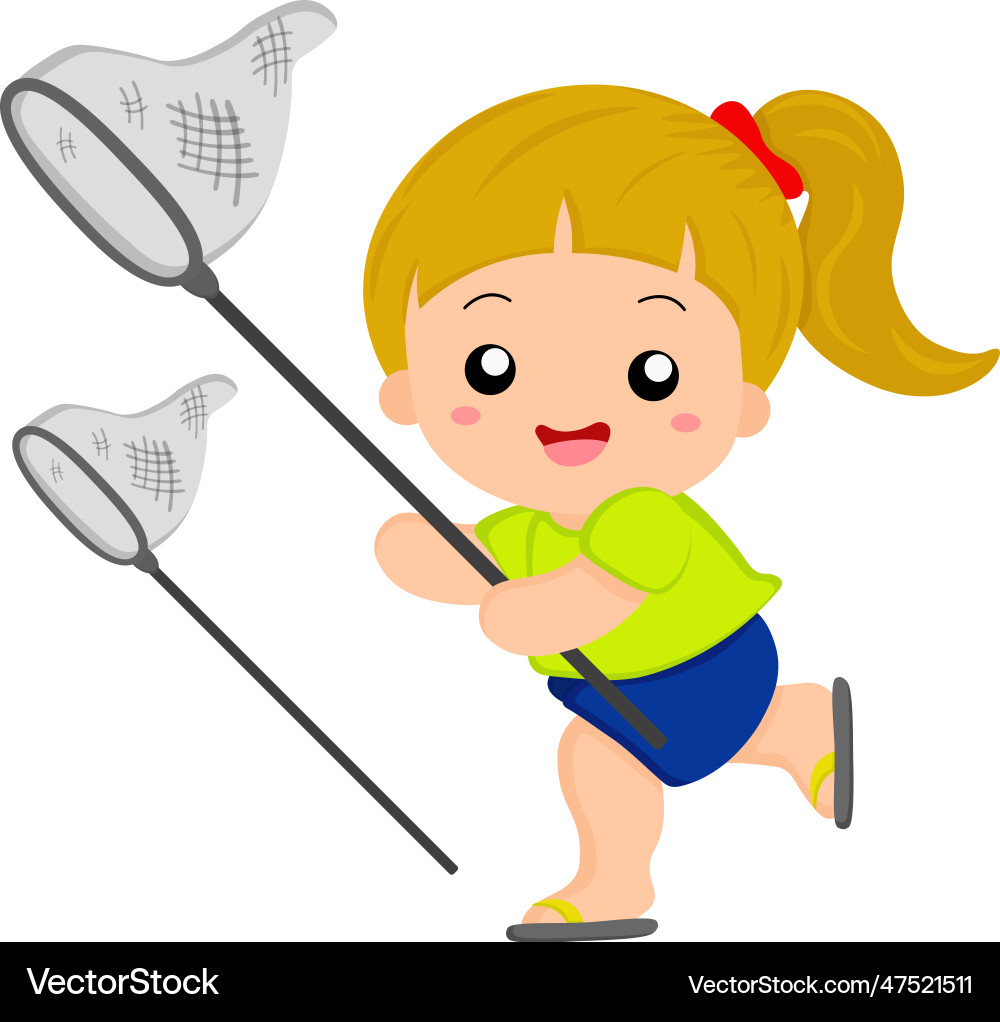 Girl with net clipart Royalty Free Vector Image
