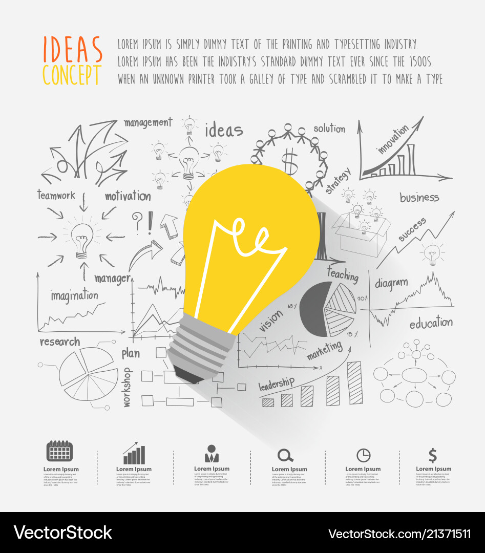 Light bulb with drawing business success strategy Vector Image