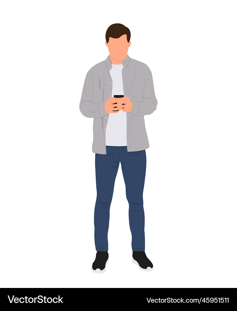 Man with mobile phone character holding cell Vector Image