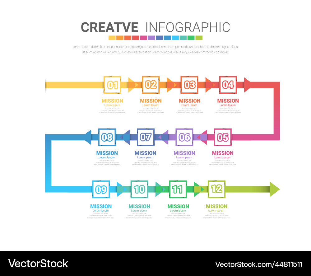 Presentation business infographic template for 12 Vector Image