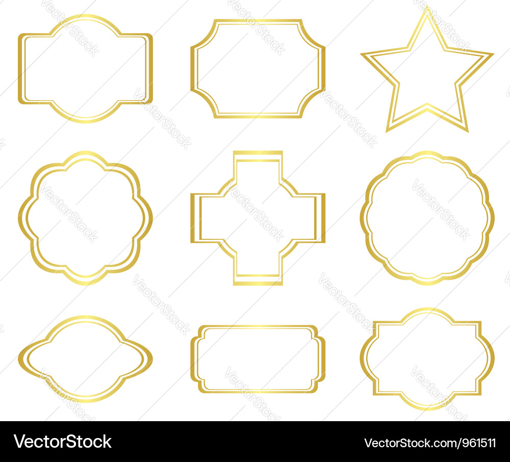 Set of golden frames on white Royalty Free Vector Image