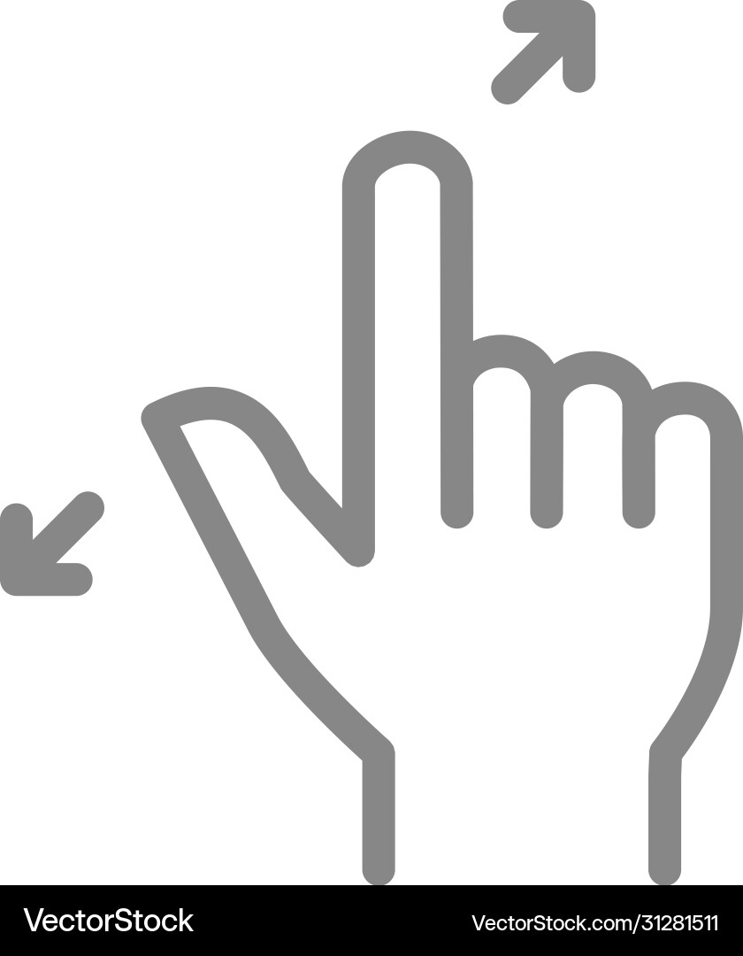 Zoom with two fingers line icon touch screen hand Vector Image