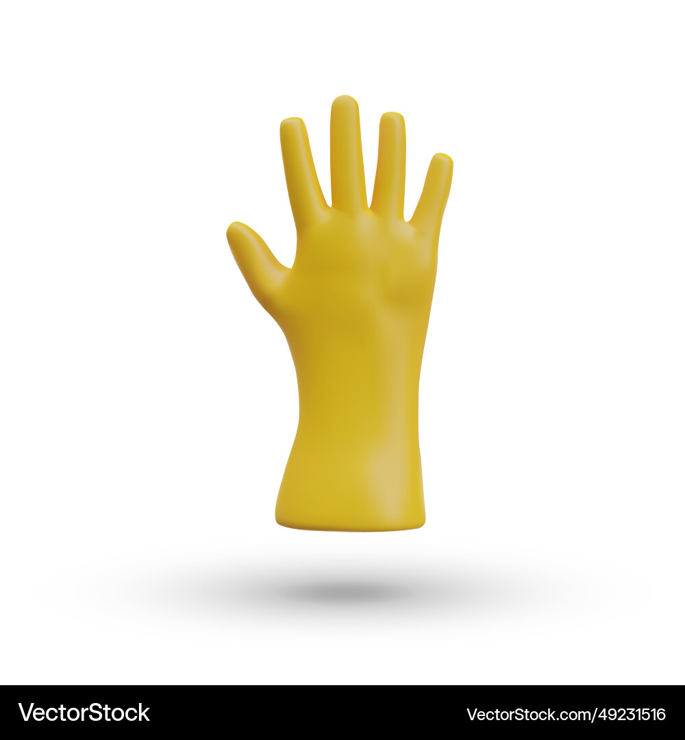 3d yellow glove in vertical position rubber Vector Image