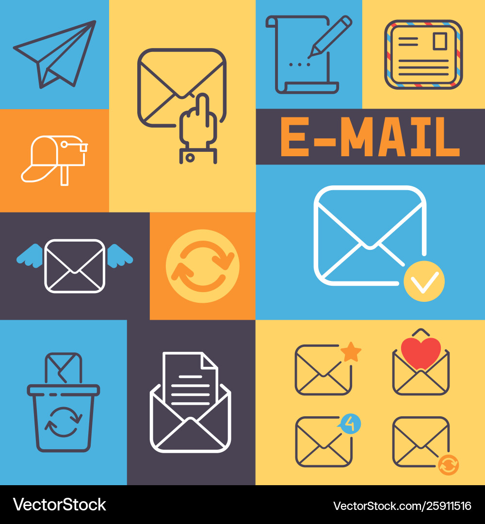 Email outline icons banner Royalty Free Vector Image