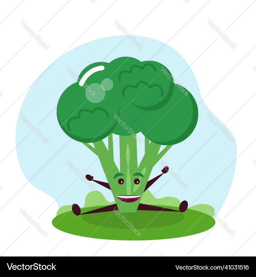 Funny broccoli character in cartoon style Vector Image
